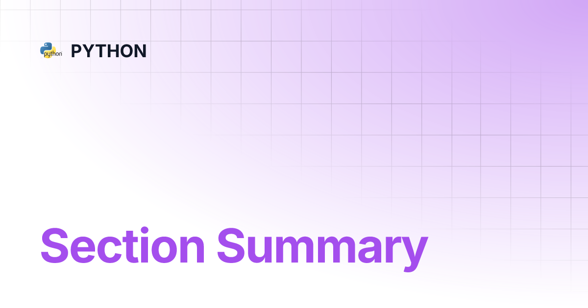 Section Summary Python 5166